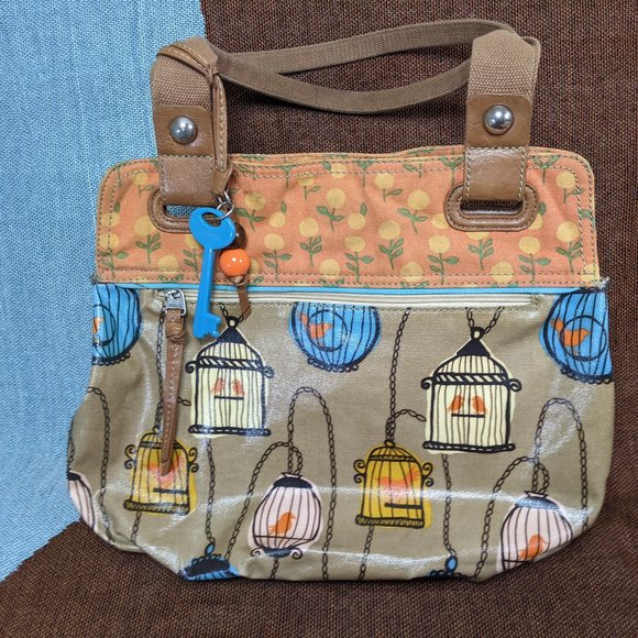 Fossil | Bags | Fossil Vintage Keyper Bird Cage Coated Canvas Large ...